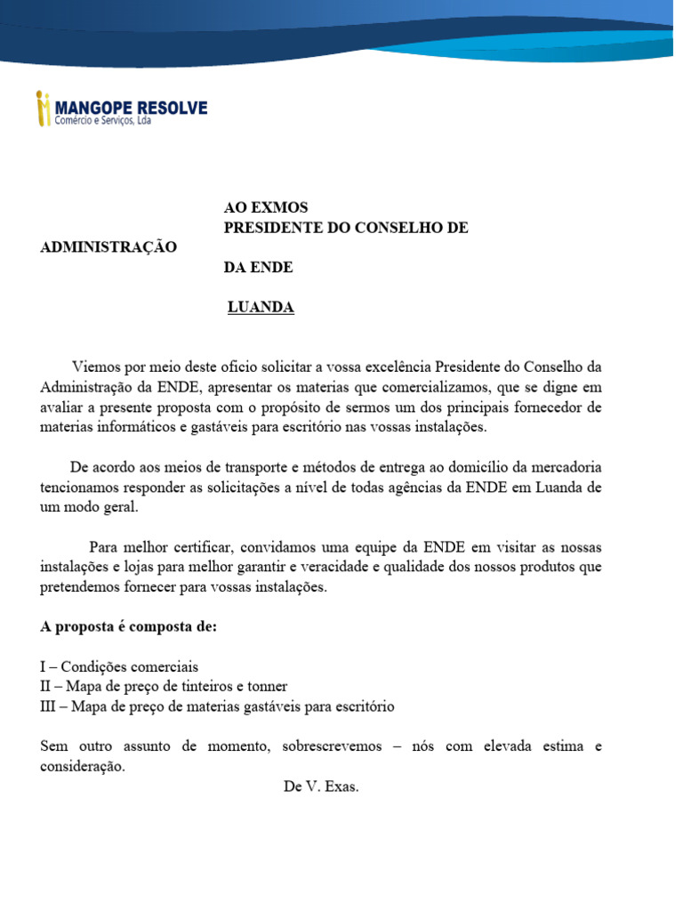 Carta de Proposta Ende | PDF