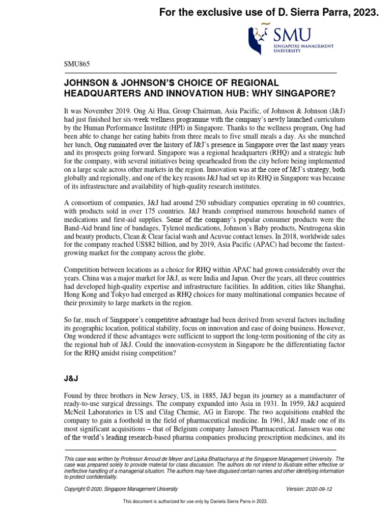 Caso - Johnson & Johnsons | PDF | Cost Of Living | Johnson & Johnson
