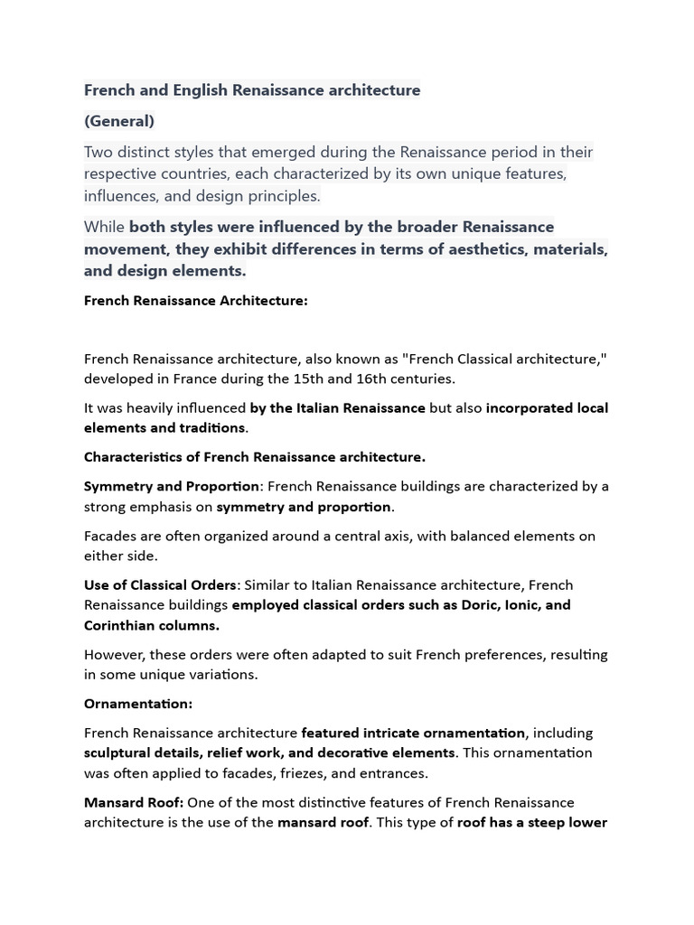 French and English Renaissance Architecture | PDF | Renaissance ...