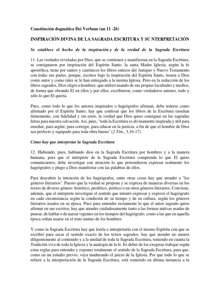 Dei Verbum 11 - 26 | PDF | Biblia | Evangelios