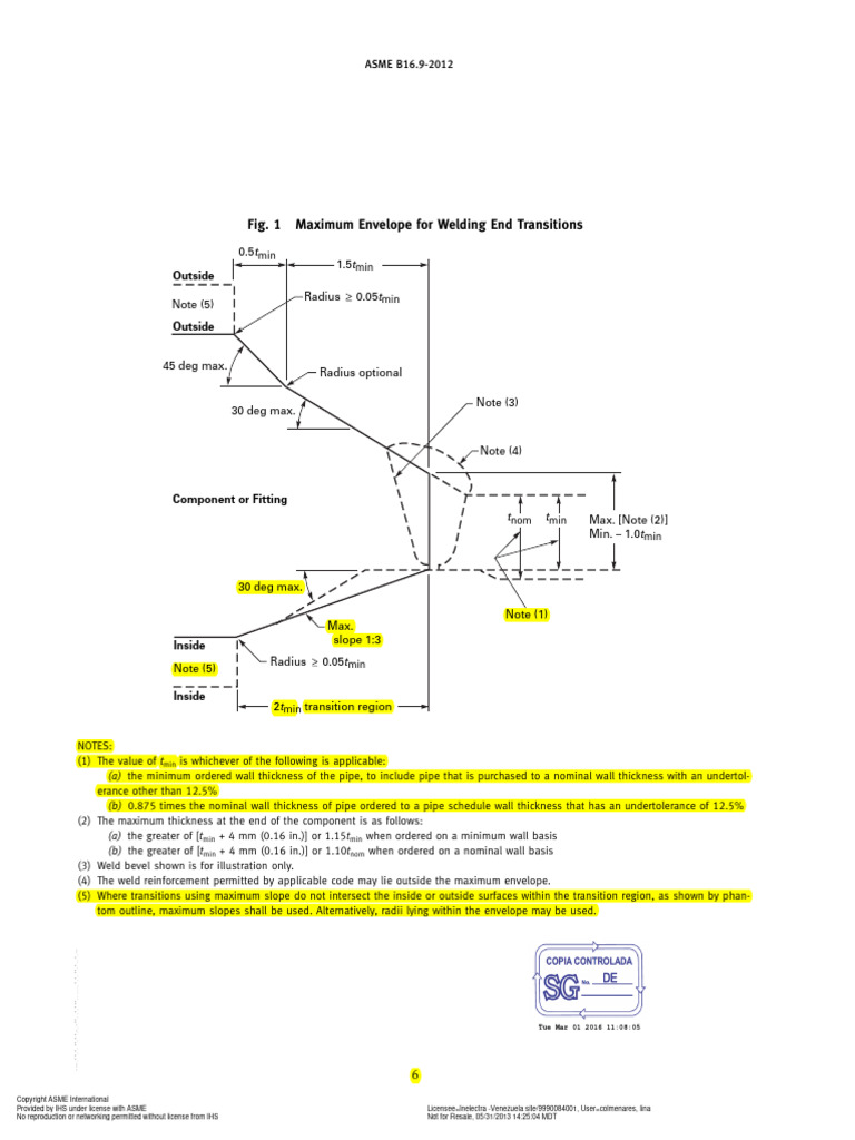 Tablas de Asme b16.9 | PDF