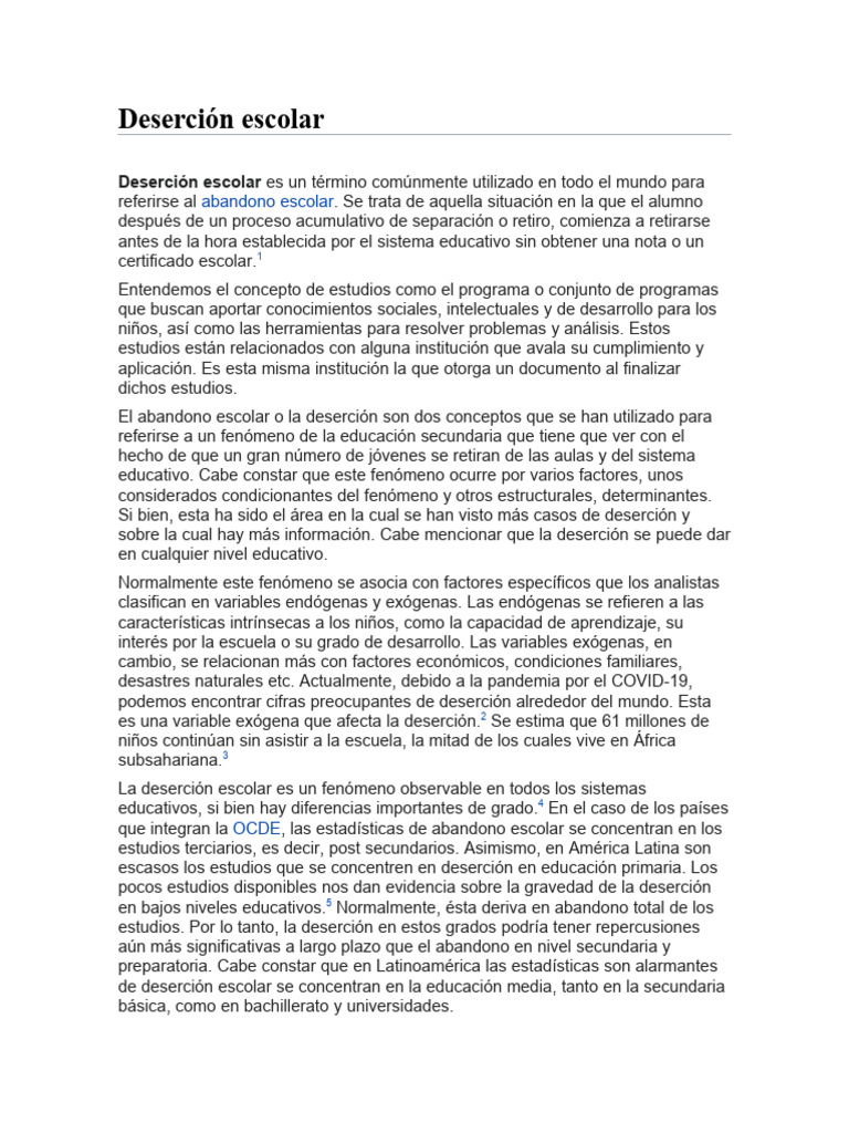 Causas de la deserción escolar | PDF | Salud y bienestar