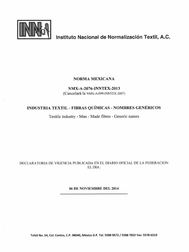 NMX A 2076 Fibras Quimicas | PDF