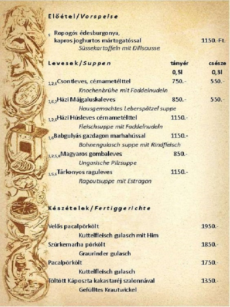 Fazekas Vendeglo Etlap | PDF