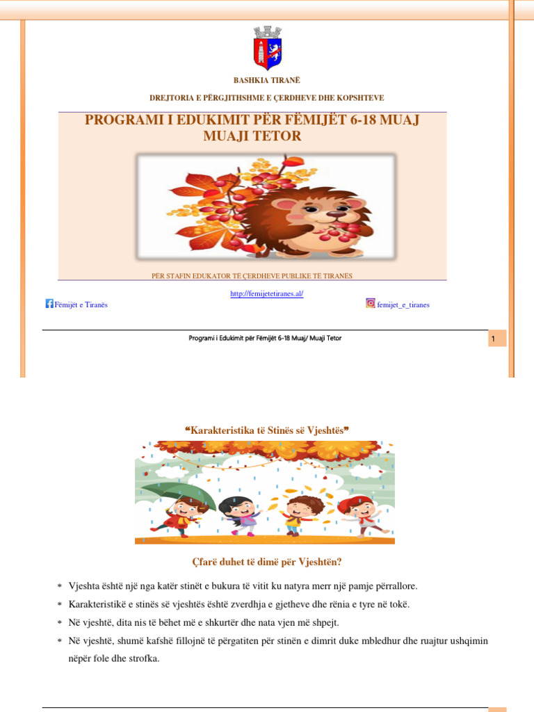 Programi I Edukimit Muaji Tetor | PDF