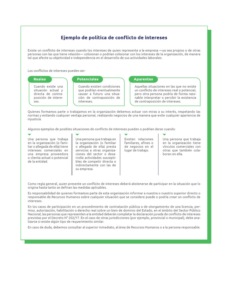Ejemplo de Politica de Conflicto de Intereses | Descargar gratis PDF | Business | Gestión de ...