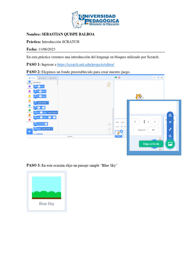 Practica de Scratch | PDF | Métodos y materiales de enseñanza