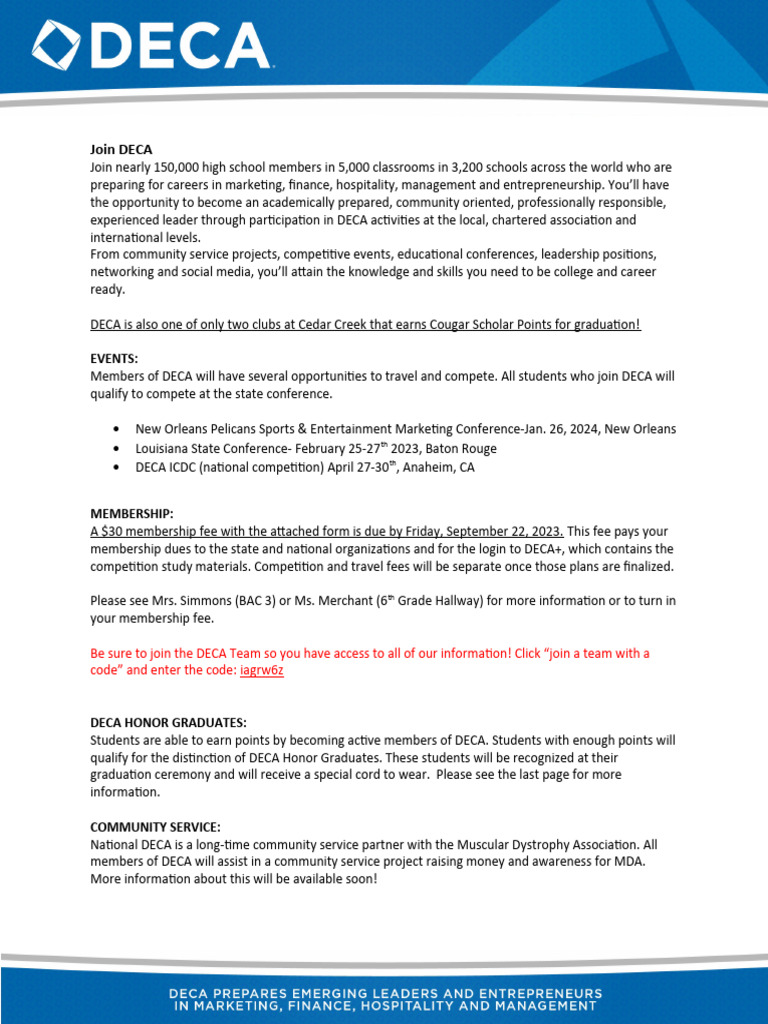 Join DECA 2023 | PDF | Business Economics | Economies