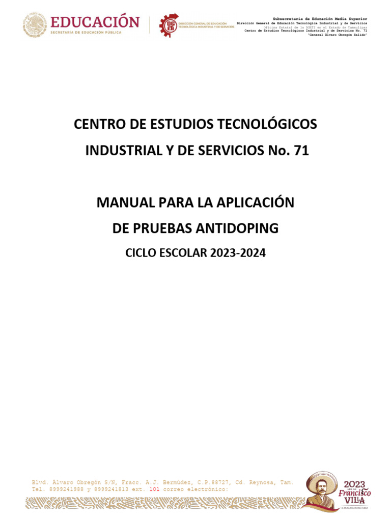 Manual de Prueba Antidoping 2023-Cetis71 | PDF | La dependencia de sustancias | Organización ...