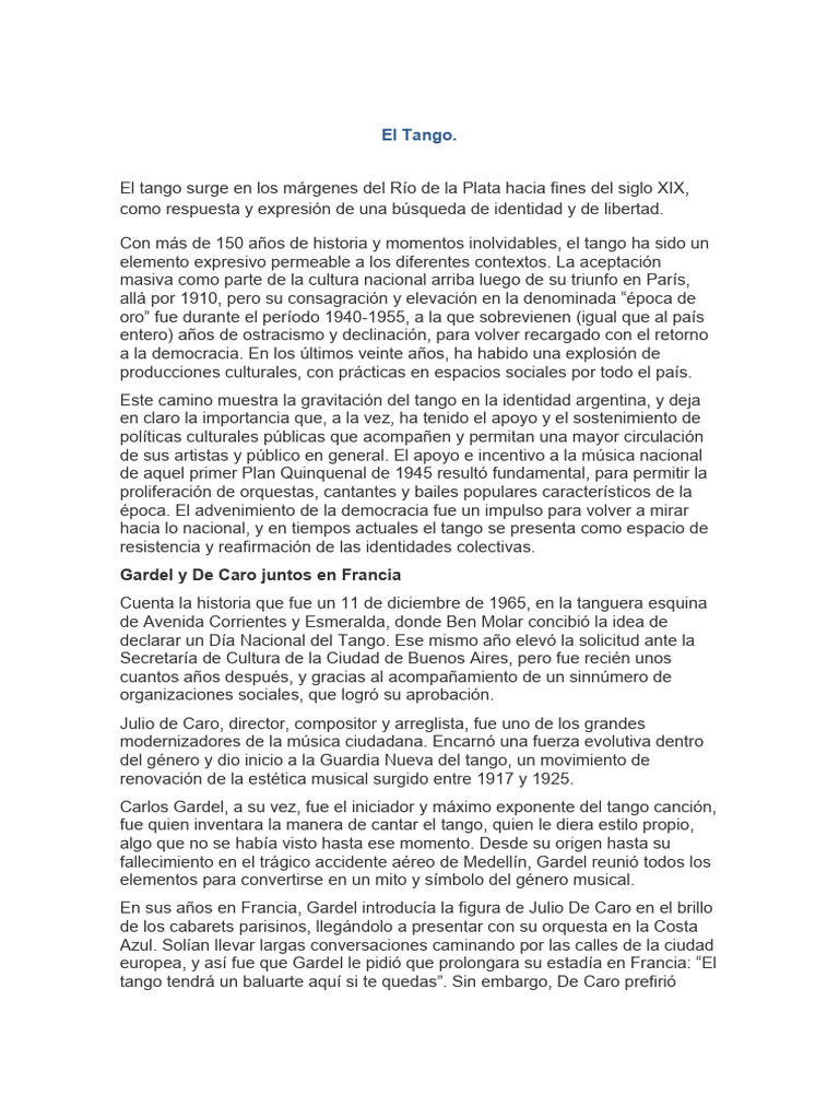 El Tango | PDF | Musica Tango