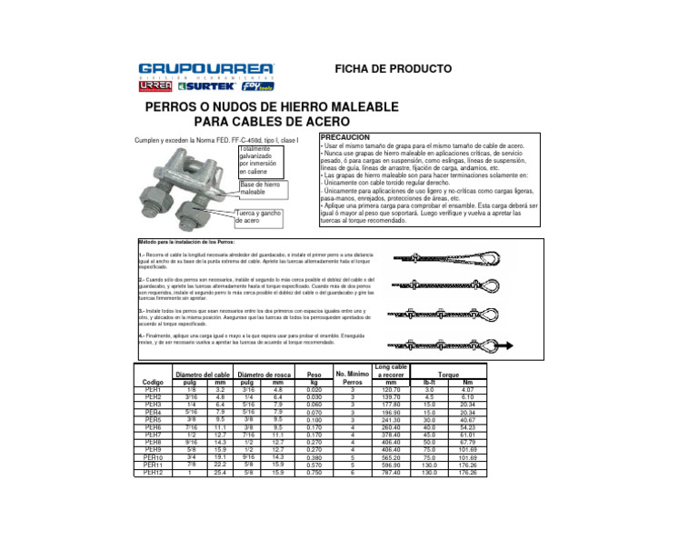 Perros de Hierro Maleable para Cables | PDF | Ingeniería de Edificación ...