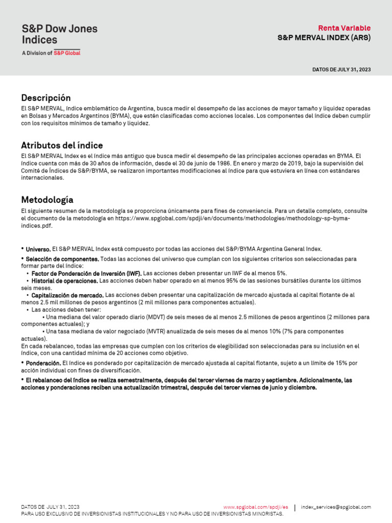 Desempeño del Índice S&P MERVAL 2023 | PDF | Inversiones | Compartir ...