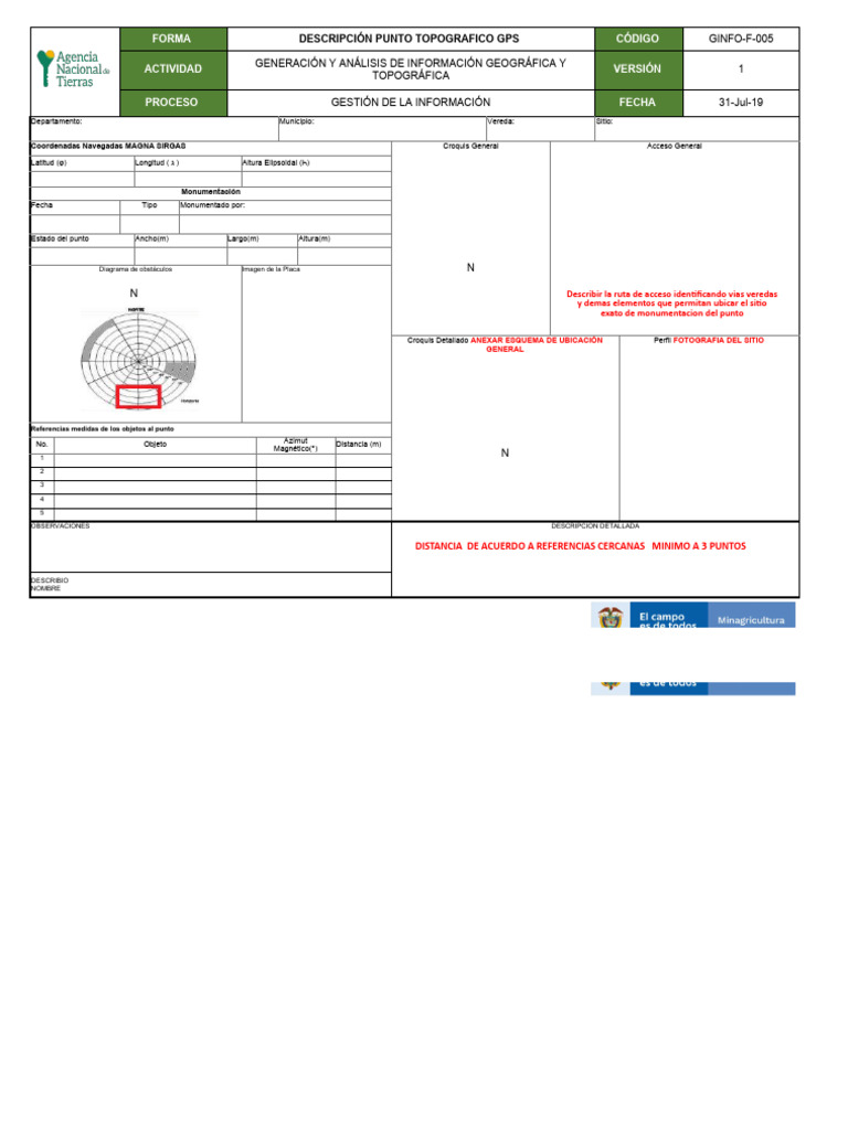 Ginfo F 005 Forma Descripción Punto Topográfico Gps | PDF