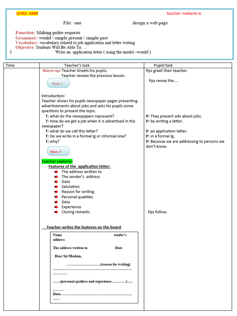 Job Application Letter Writing Guide | PDF | Human Communication ...