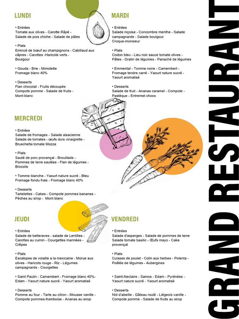 Menus Le Grand Restaurant | PDF | Légumes | Nourritures