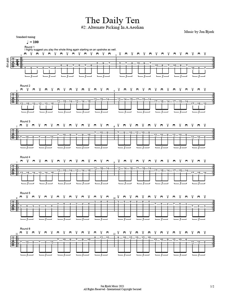The Daily Ten #2 Alternate Picking in A Aeolian | PDF | Freedom Of ...