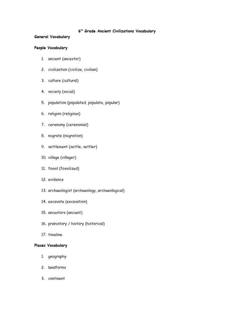 6th Grade Ancient Civiliz | PDF | Ancient Egypt | Ancient Rome