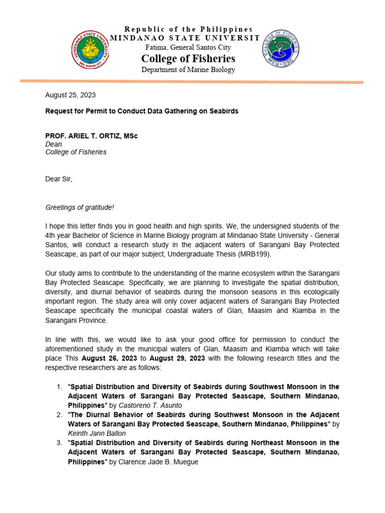Seabird and Cetacean Research Permit Request | PDF | Biodiversity ...