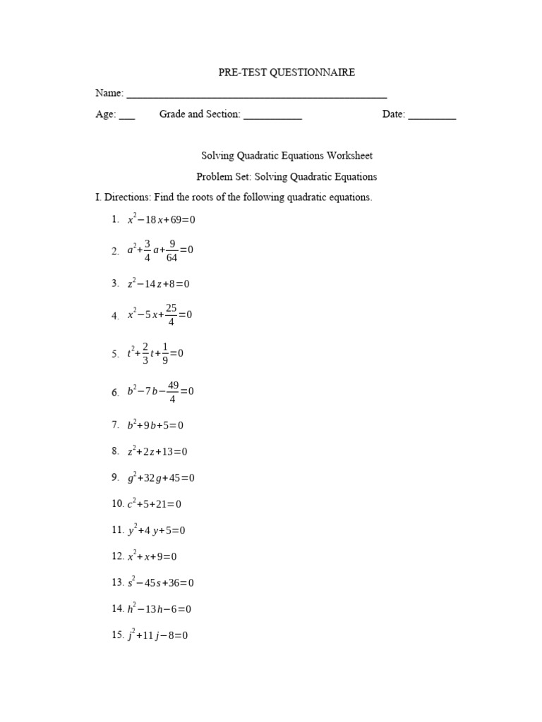 Pre Test Questionnaire | Download Free PDF | Mathematics | Applied ...