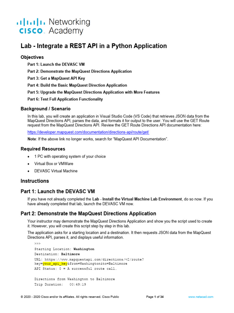 4.9.2 Lab - Integrate A REST API in A Python Application | Download Free PDF | Parameter ...