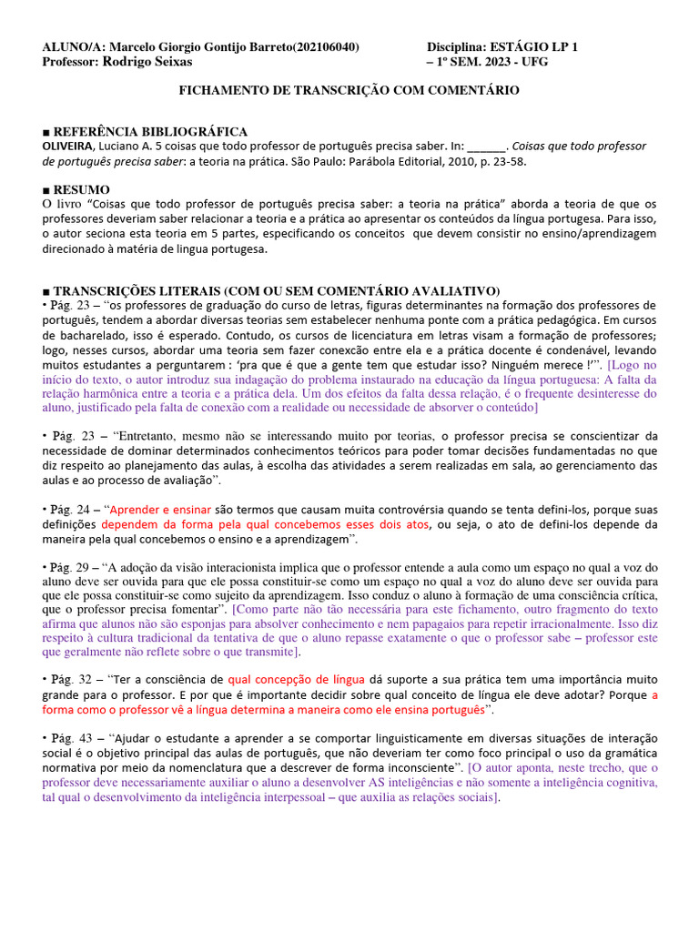 Fichamento 1 | PDF | Aprendizado | Pedagogia Fichamento 1 | PDF | Aprendizado | Pedagogia