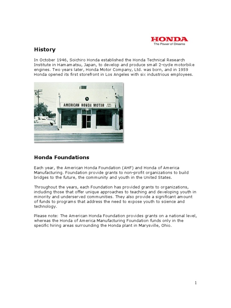 History: Honda Foundations | PDF | Honda | Brand