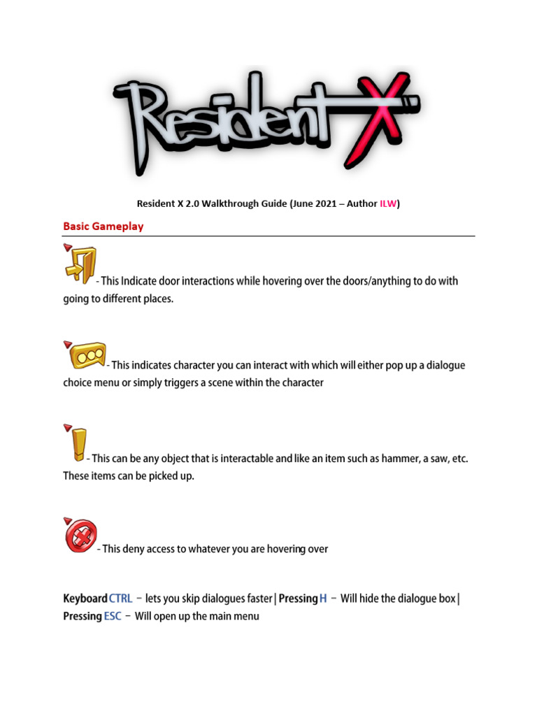 Resident X WalkThrough 2.0 | PDF
