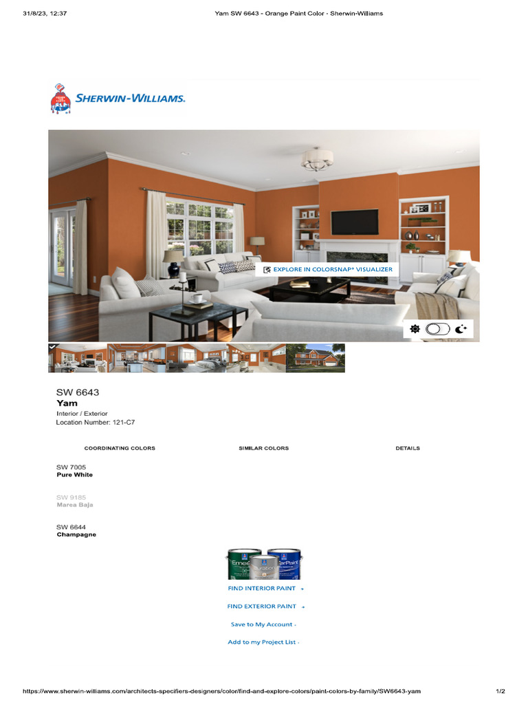 Yam SW 6643 - Orange Paint Color - Sherwin-Williams | PDF