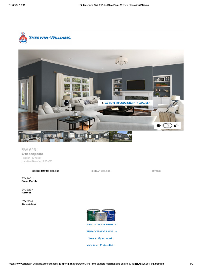 Outerspace SW 6251 - Blue Paint Color - Sherwin-Williams | PDF
