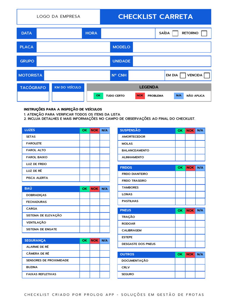 Checklist Carreta | Download grátis PDF | Indústria automobilística ...
