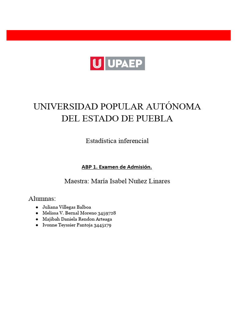 ABP 1. Examen de Admisión. | PDF | Distribución normal | Histograma
