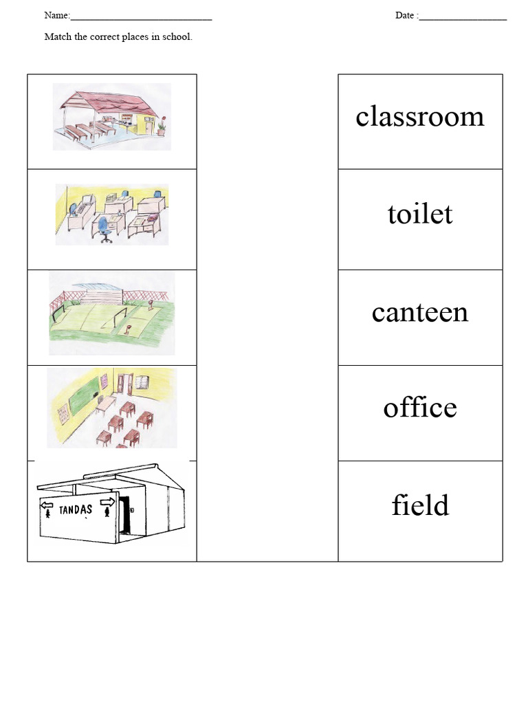 Kindergarten School Places Worksheet | PDF
