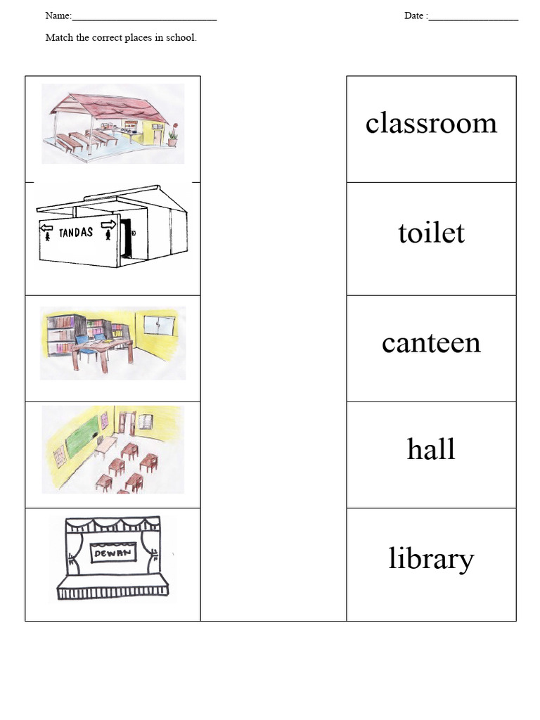 Places in School Worksheet | PDF