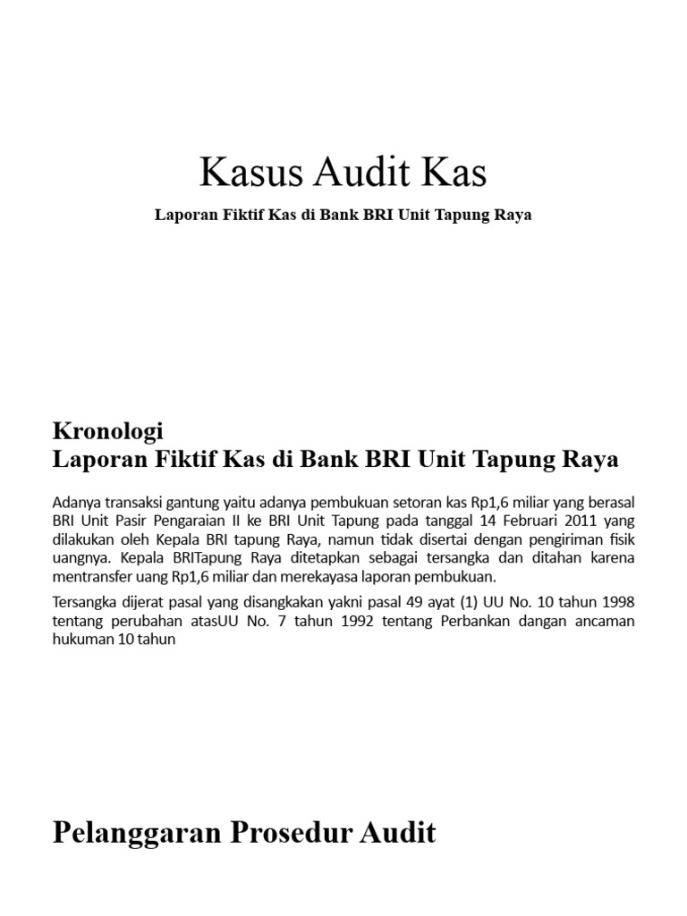 Kasus Audit Kas | PDF | Pengelolaan Keuangan & Uang