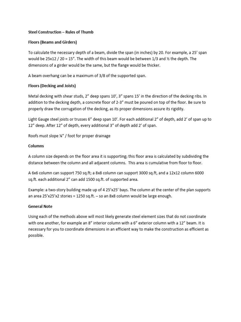Steel Rules of Thumb | PDF