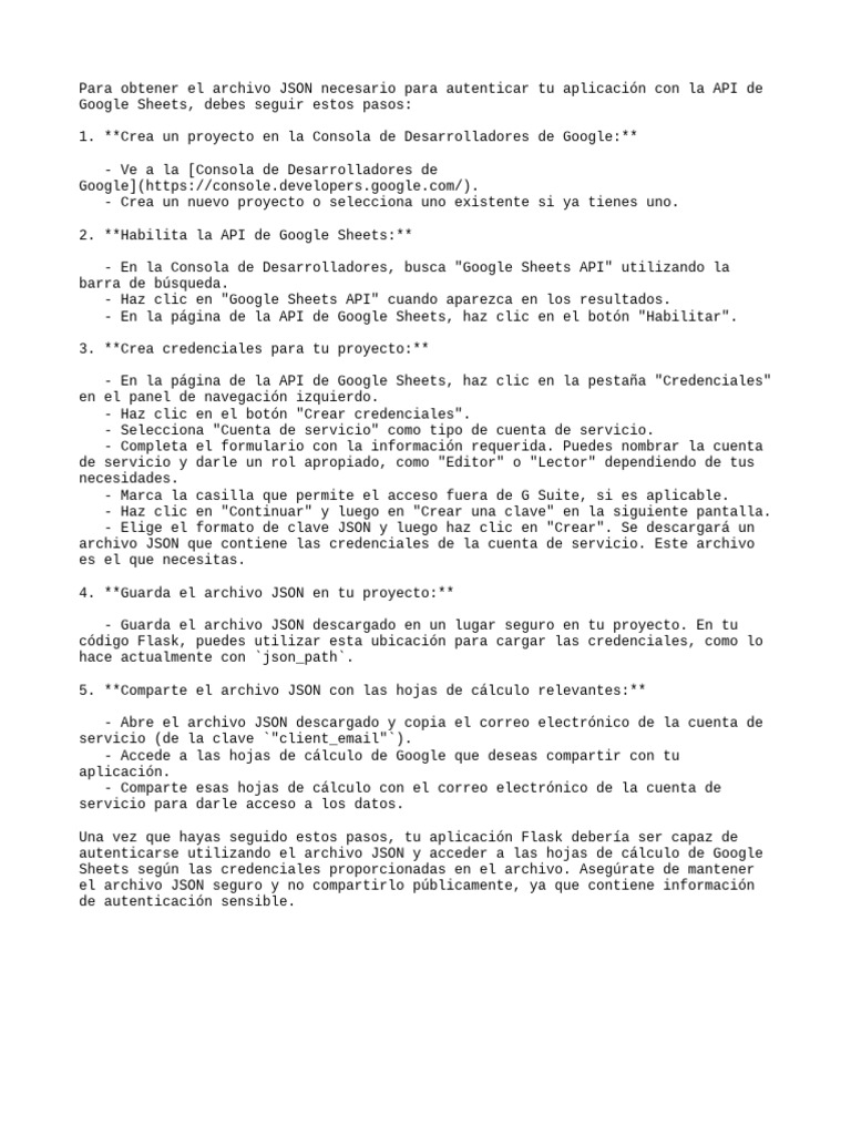 Obtener JSON de Google Sheet | PDF Obtener JSON de Google Sheet | PDF