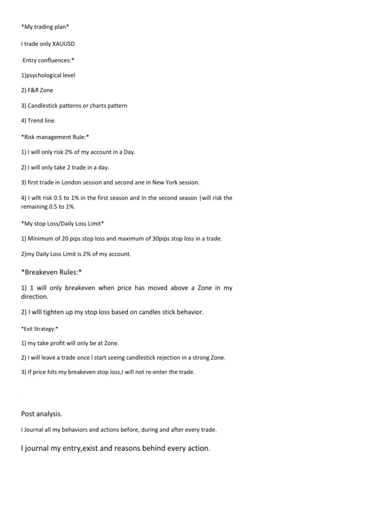 XAUUSD Trading Plan & Strategies | PDF | Finance & Money Management