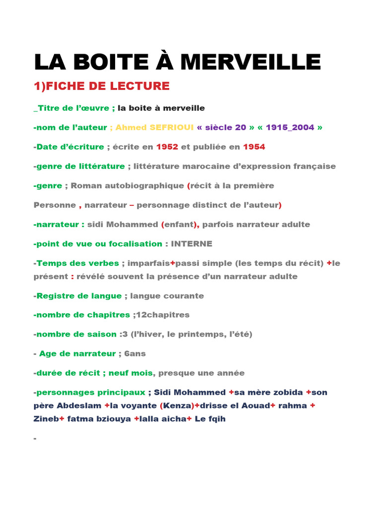 La Boite À Merveille | PDF