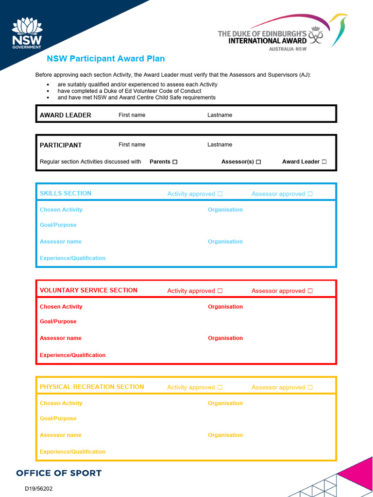Duke of Edinburgh Award Plan Template | PDF
