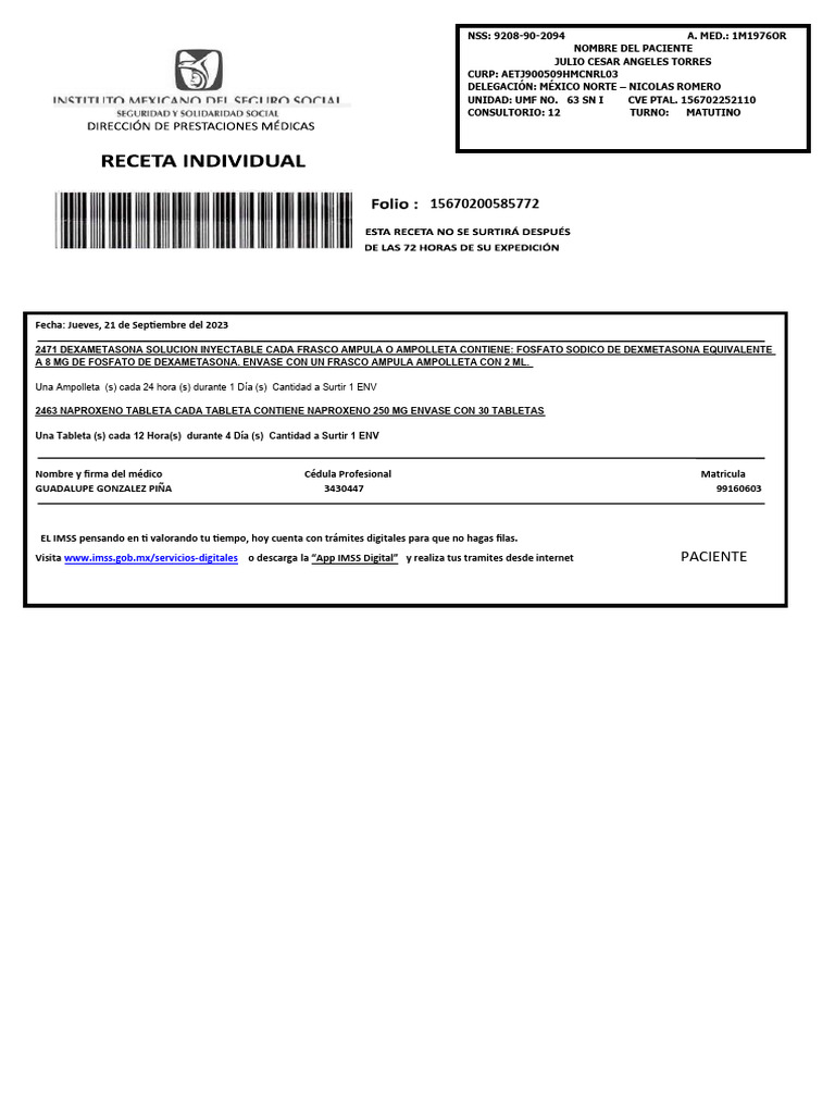Receta IMSS Editable | PDF