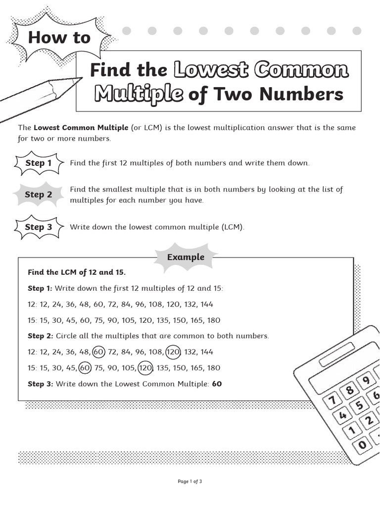 How To Find The Lowest Common Multiple LCM of Two Numbers Activity ...