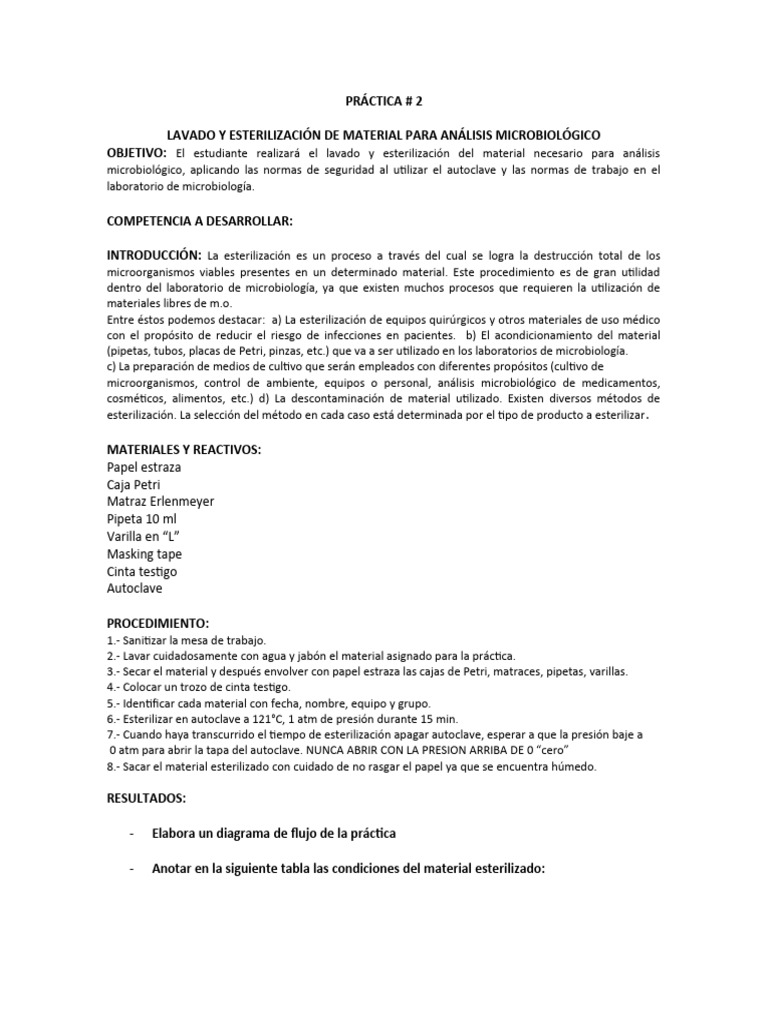 Prac#2 | PDF | Esterilización (Microbiología) | Microbiología