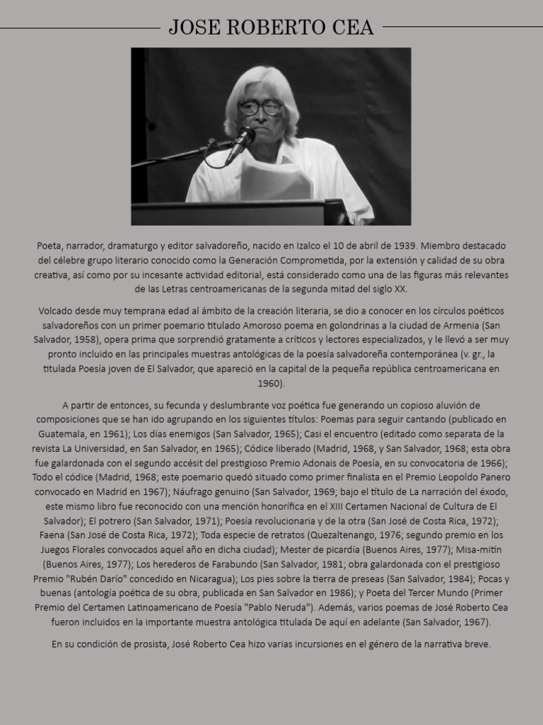 Biografía Jose Cea | PDF | Poesía | El Salvador