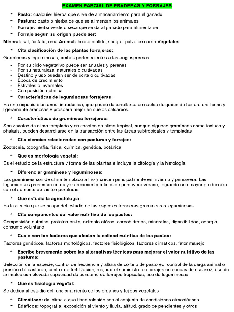 Agrostología y Forrajes en Praderas | PDF | Pasto | Tallo de la planta