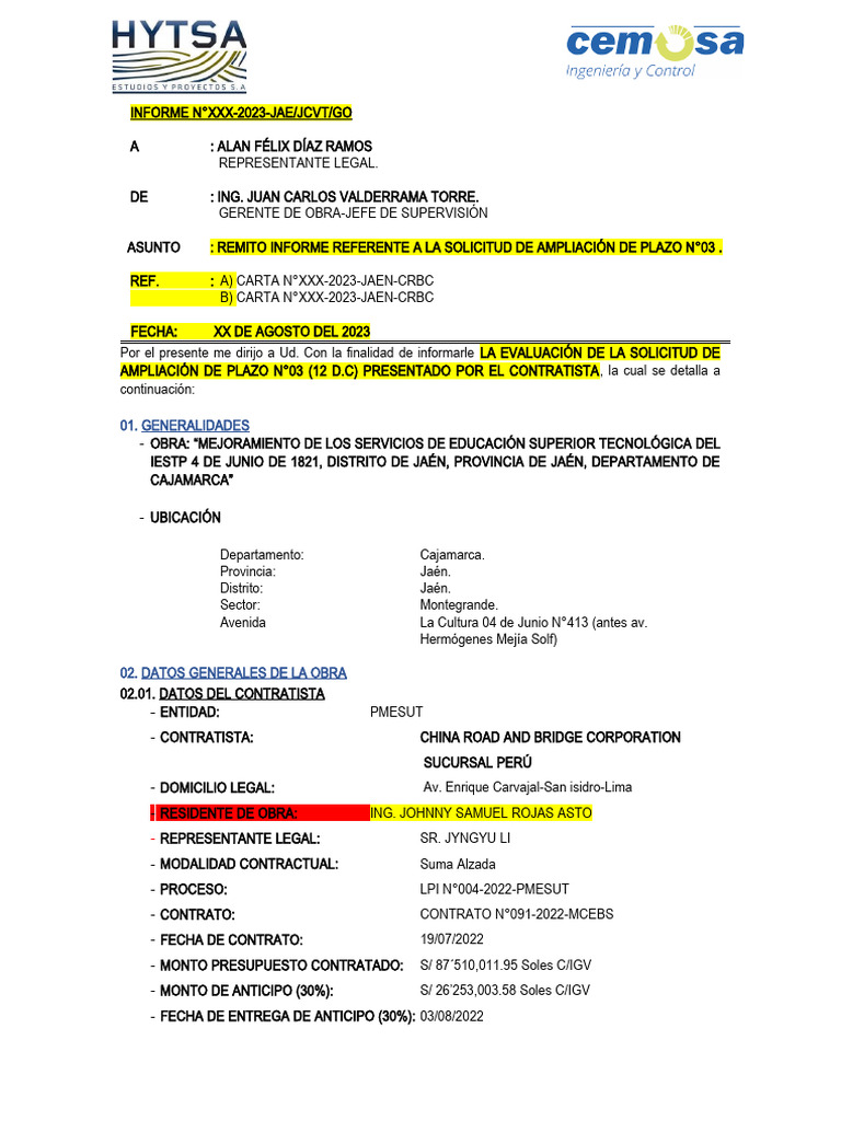 Xx. Informe N°xxx-2023-Jae-Jcvt-Go - Remito Ampl. de Plazo N°03 | PDF | Tecnología