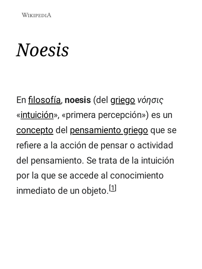 Noesis - Wikipedia, La Enciclopedia Libre | PDF