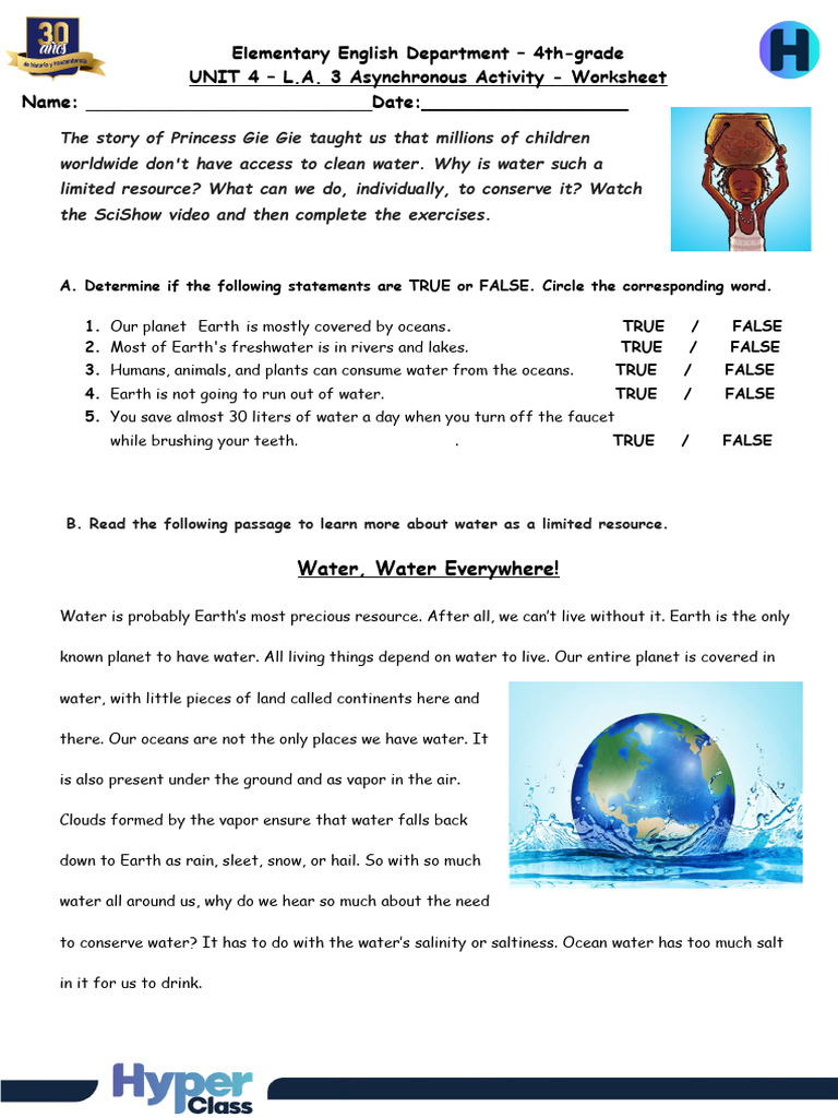 Unit 4 L.A. 3 Asynchronous - Worksheet | PDF