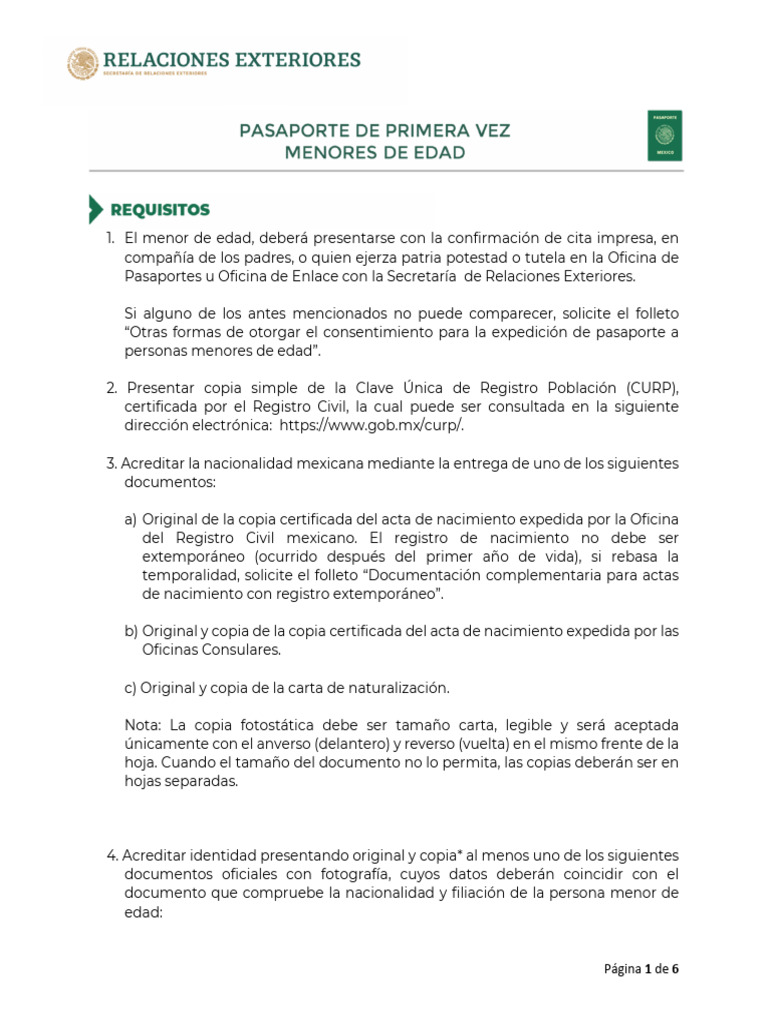 Requisitos Pasaporte | PDF | Certificado de nacimiento | Gobierno y personalidad