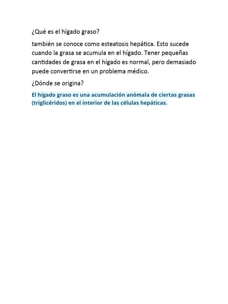 Hígado Graso: Causas y Efectos | PDF