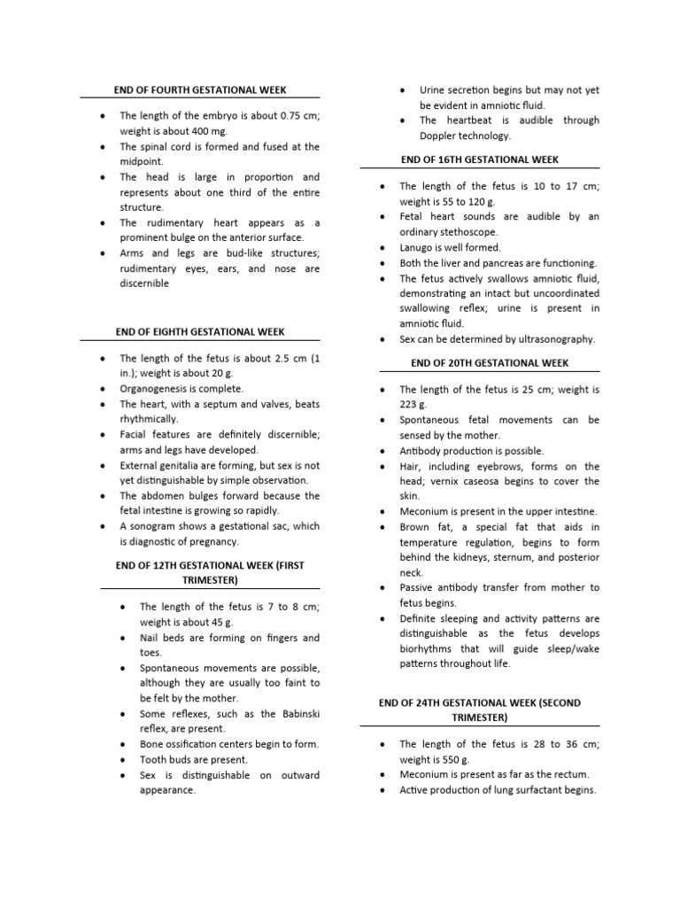 End of Fourth Gestational Week | PDF | Fetus | Pregnancy